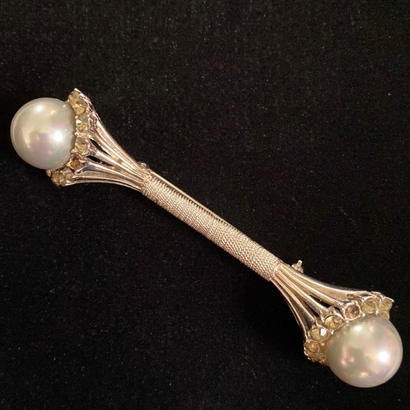 Antique | Jewelry | Art Deco Pearl Rhinestone Pin Brooch | Poshmark